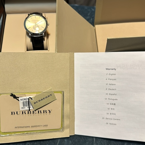 Burberry | Accessories | Mens Authentic Burberry Watch Black Leather ...